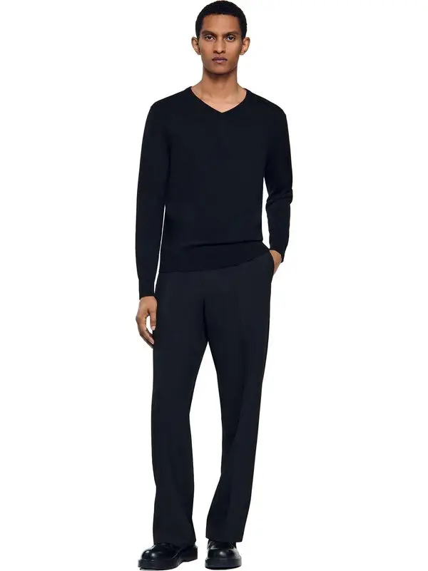 Sandro Fine Knit Wool Sweater - Black