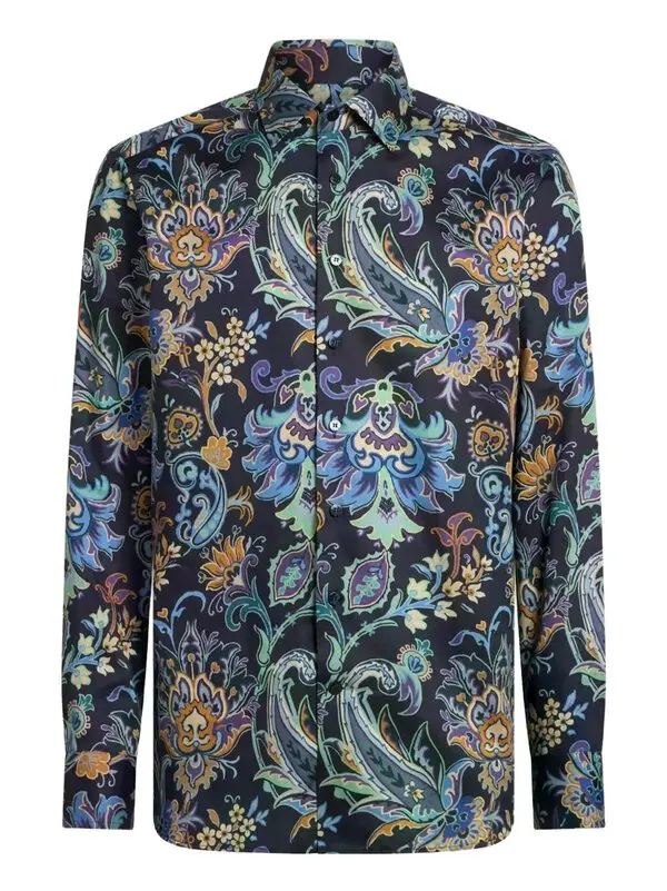 Etro Paisley Floral Long-sleeves Shirt - Blue