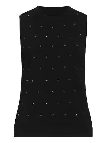 Armani Exchange Sleeveless Studded Knit Top - Black