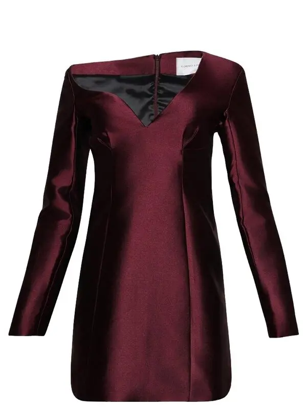 Florence & Fortitude Long Sleeve Mini Dress With Asymmetric Neckline - Purple