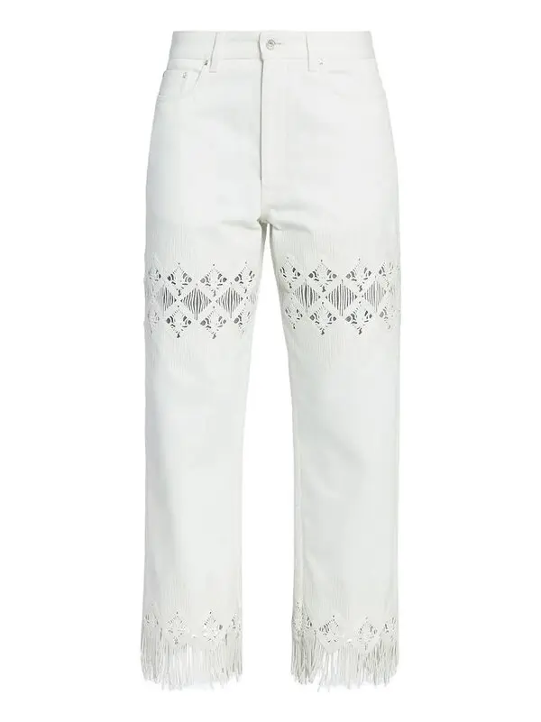 Rabanne Embroidered Denim Trousers - White
