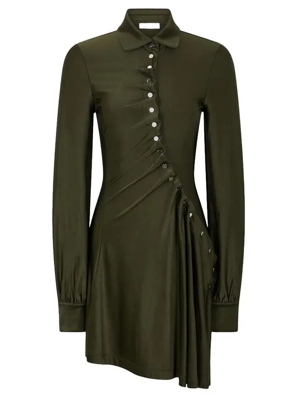 Rabanne Draped Asymmetric Hem Dress - Green
