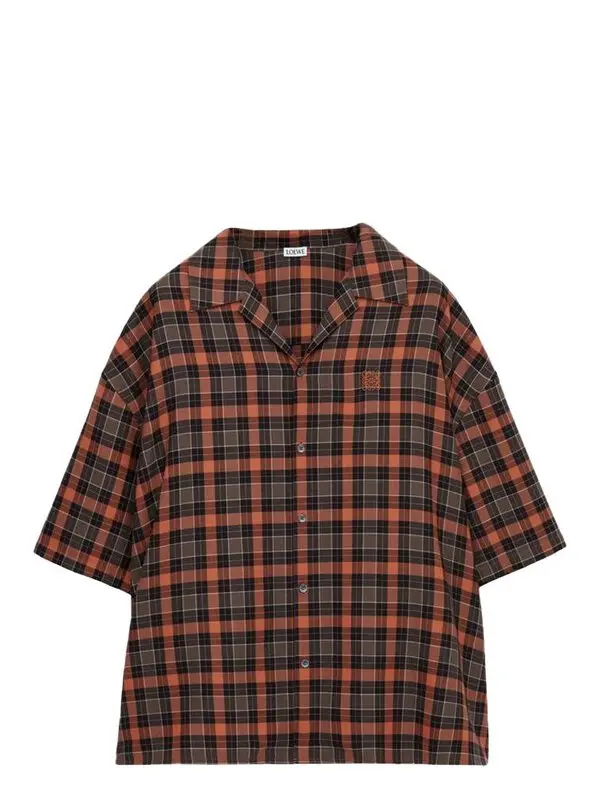 Loewe Wool Blend Short Sleeve Shirt And Black - Orange