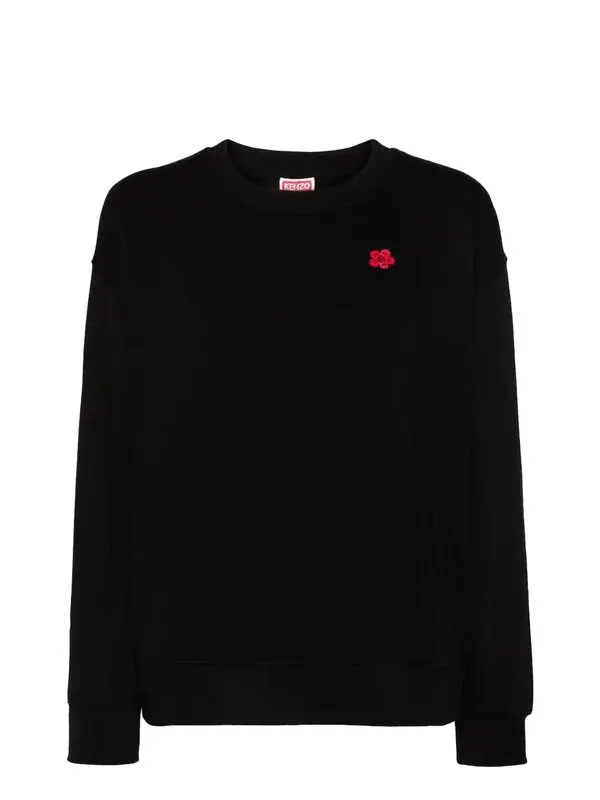Kenzo Cotton Sweatshirt With Boke Flower Patch - Black