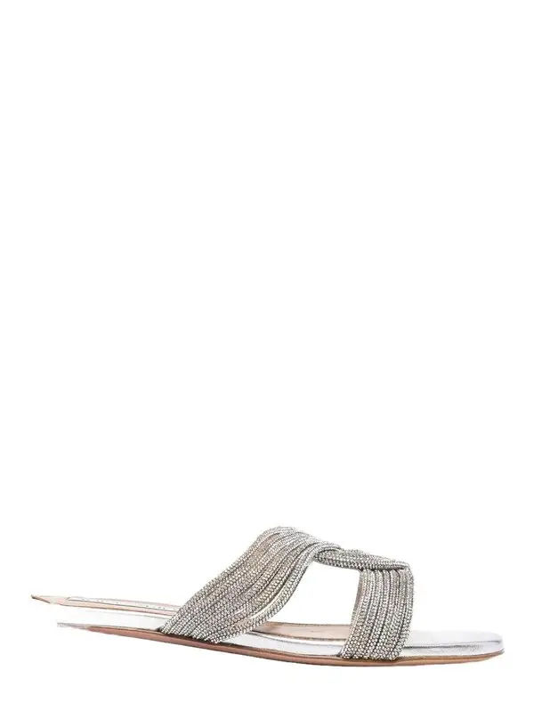 AQUAZZURA Gatsby Flat Sandals - Silver