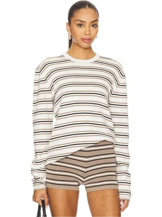 EAVES Cydnee Striped Oversized Sweater - Cream Multi