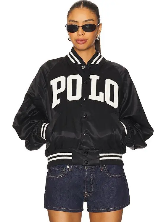 Polo Ralph Lauren Logo Satin Bomber Jacket - Polo Black