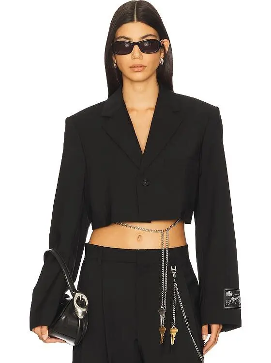 Alexander Wang Cropped Blazer With Chain - Black