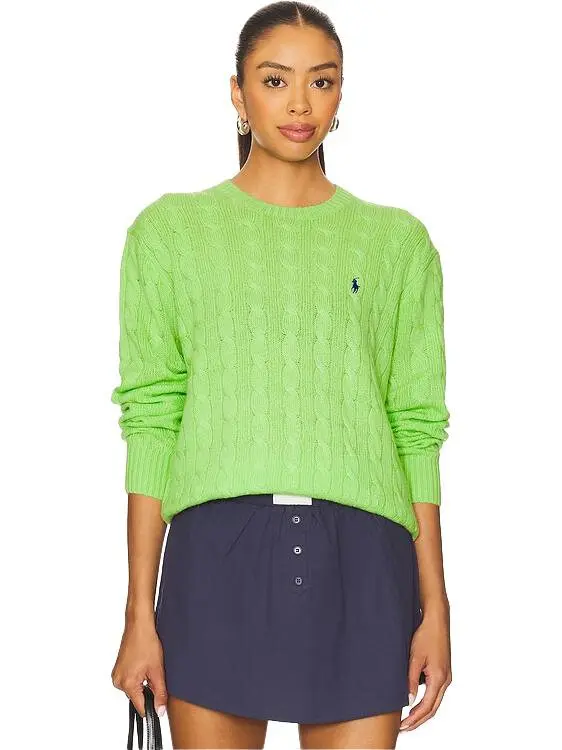Ralph Lauren Cable Wool Cashmere Crewneck Sweater - Apple Green