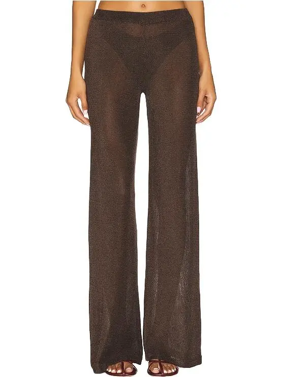 SEROYA Metallic Knit Pant - Slate Brown