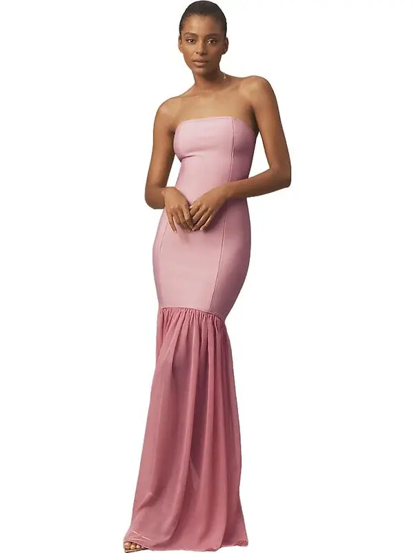 ELLIATT Kristel Strapless Corset Chiffon Maxi Dress - Dusty Pink