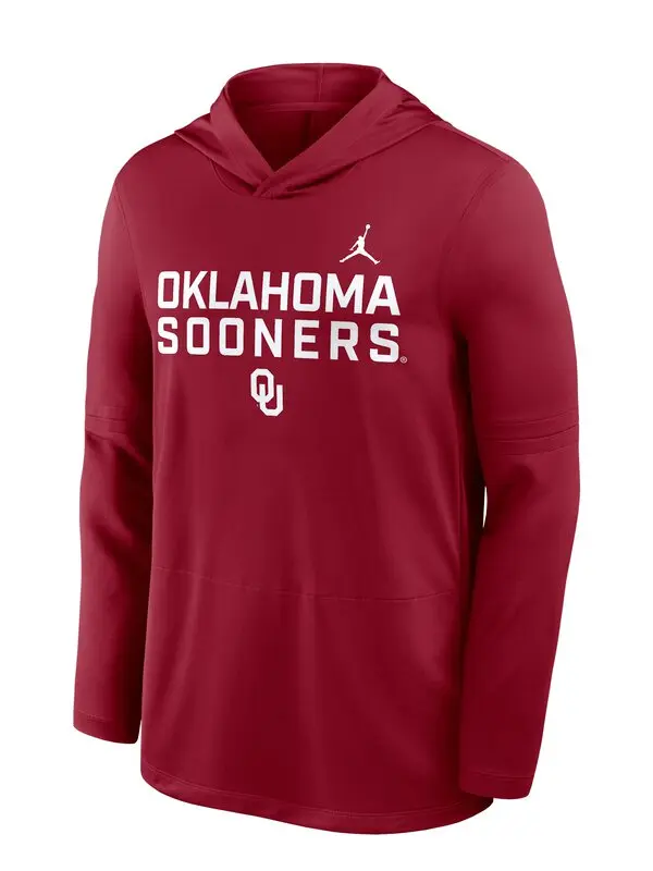 JORDAN Oklahoma Sideline Dri-fit Long-sleeve Hooded Top - Red