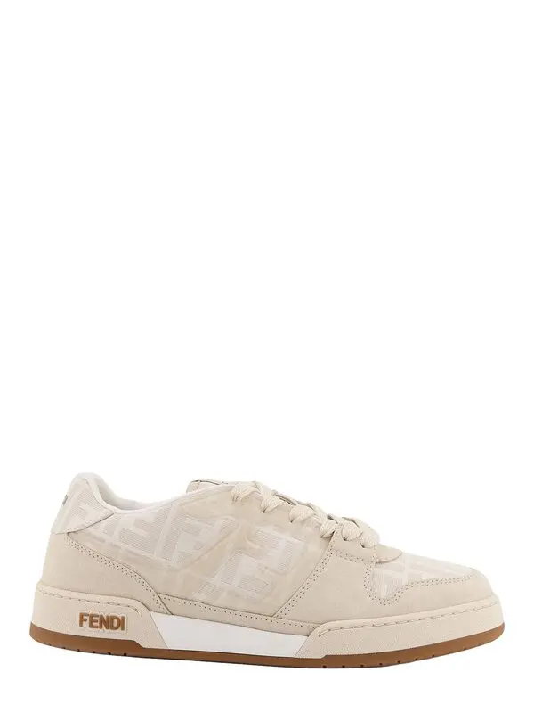 Fendi Match Ff Jacquard And Leather Sneakers - White