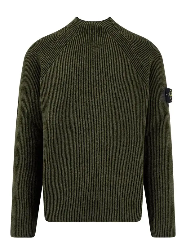 Stone Island Virgin Wool And Cotton Sweater - Green