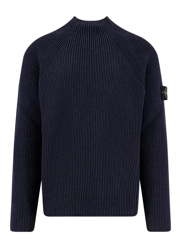 Stone Island Cotton And Virgin Wool Sweater - Blue