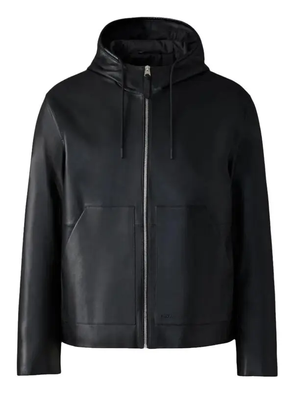Mackage Ivan Leather Hooded Jacket - Black