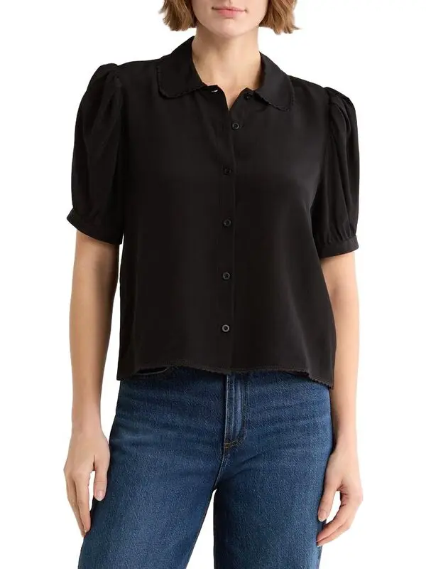 FRAME The Prim Silk Shirt - Black