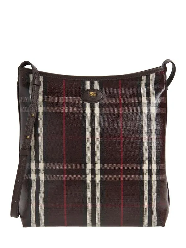 Burberry Small Highlands Coated Canvas Crossbody Bag - Mahogany