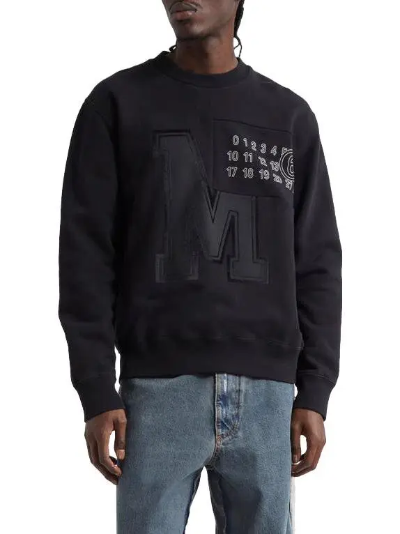 MAISON MARGIELA Numeric Motif Embroidered Sweatshirt - Black
