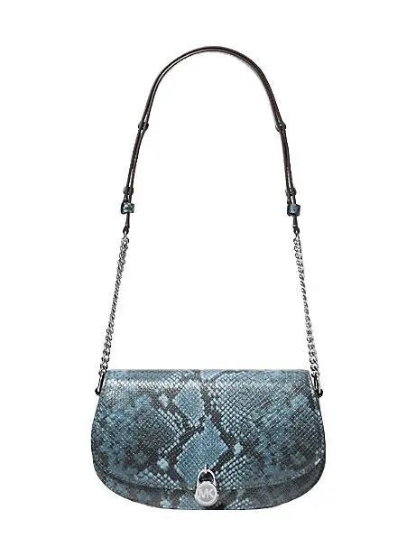 Michael Kors Mila Medium Snake Embossed Messenger Bag - Blue
