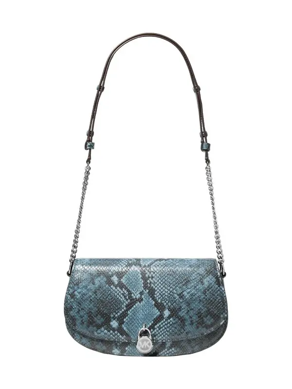 Michael Kors Mila Medium Snake Embossed Messenger Bag - Blue