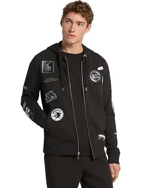 Michael Kors Embellished Cotton Zip-up Hoodie - Black