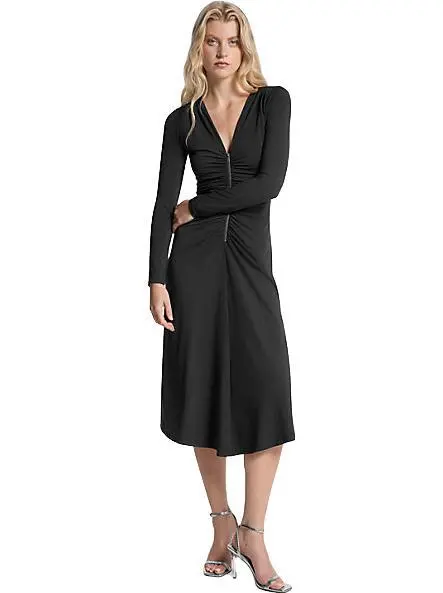 Michael Kors Ruched Stretch Matte Jersey Dress - Black