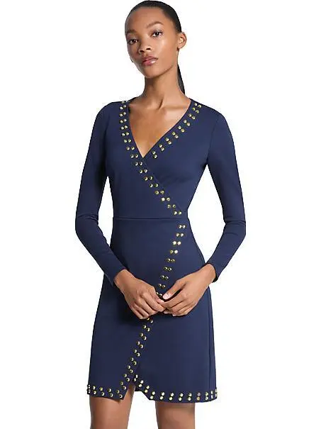 Michael Kors Studded Wrap Dress - Blue