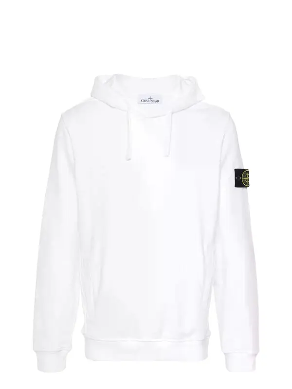 Stone Island Compass Badge Cotton Hoodie - White