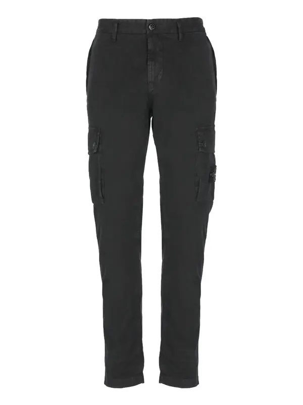 Stone Island Cotton Cargo Trousers - Black