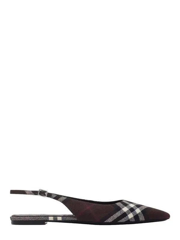 Burberry Check Slingback Ballerinas - Mahogany Brown
