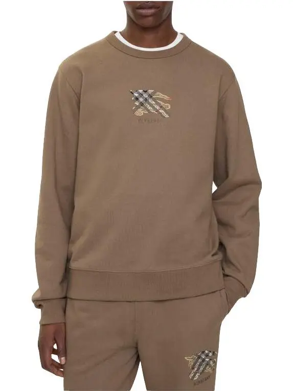 Burberry Equestrian Knight Check Cotton Sweatshirt - Clay Brown