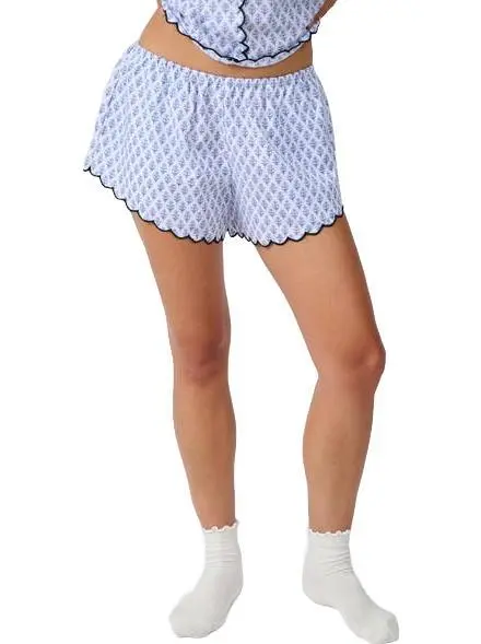 WeWoreWhat Scallop Pajama Shorts - Baby Blue Multi