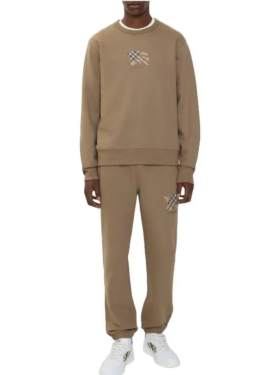 Burberry Ekd Check Cotton Jogging Pants - Clay Brown