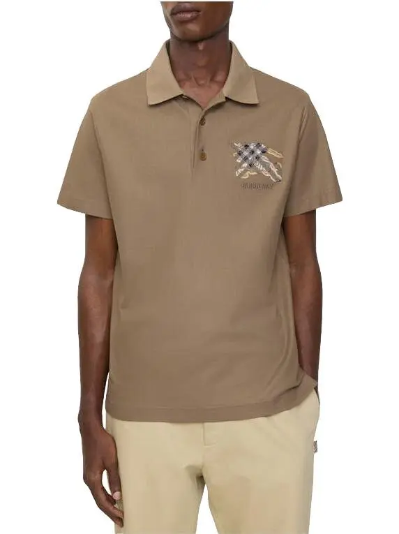 Burberry Ekd Check Cotton Polo Shirt - Clay Brown