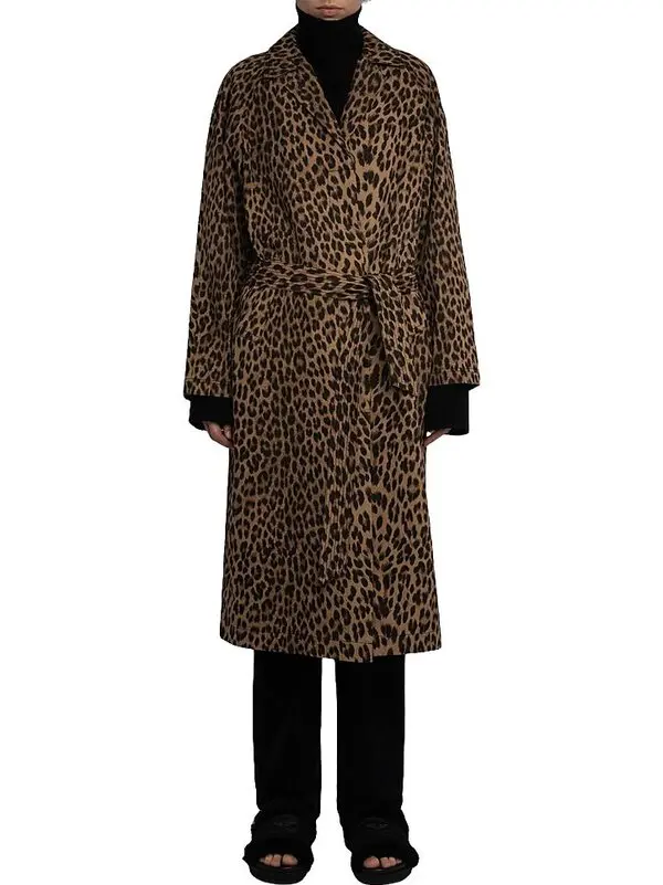 Zadig&Voltaire Leopard Print Canvas Coat - Daim