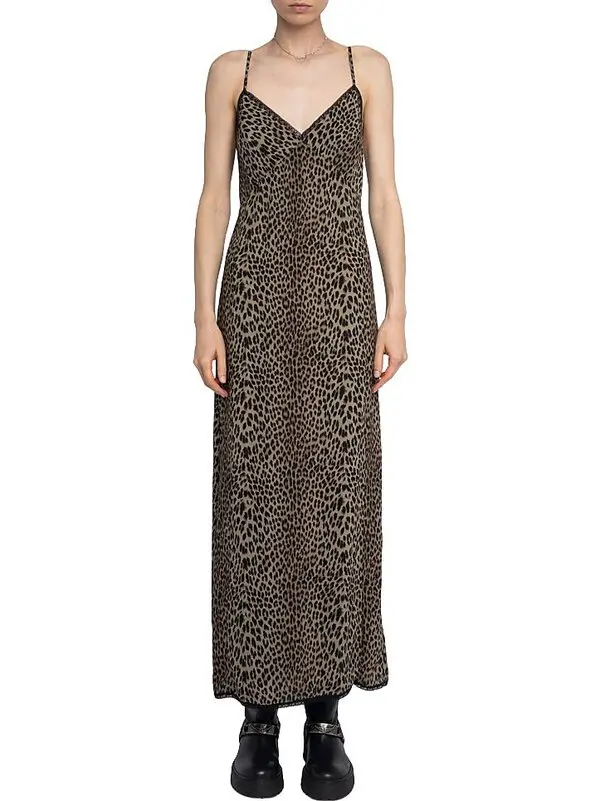 Zadig&Voltaire Ramelil Soft Leopard Print Dress - Leaves