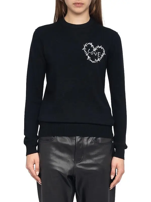 Zadig&Voltaire Kendy Lc Heart Embroidered Sweater - Black