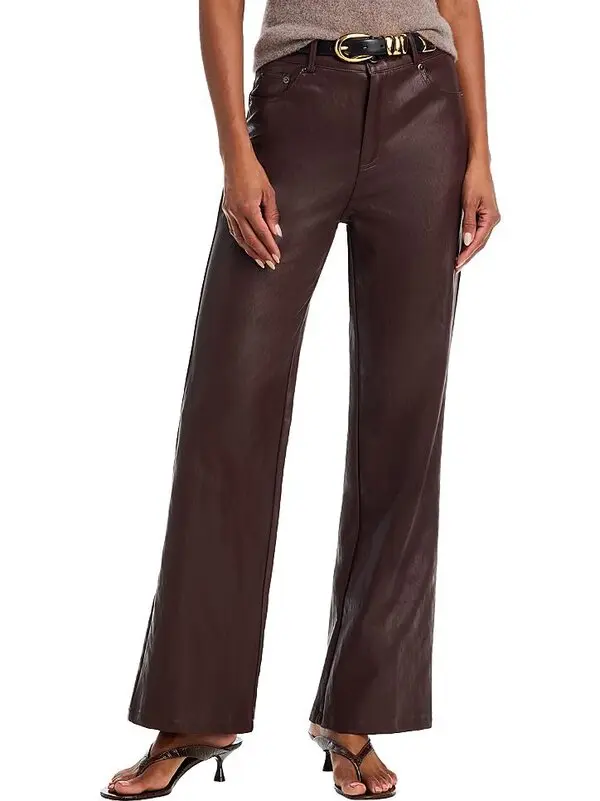 Aqua Faux Leather Flared Pants - Brown