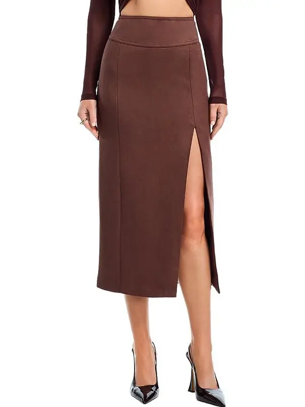Bardot Dante Faux Suede Midi Dress - Chocolate