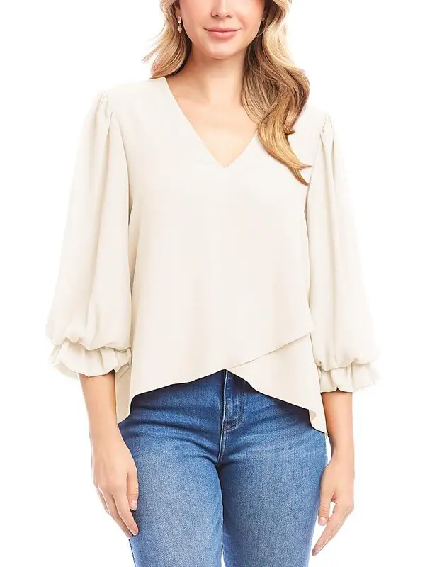 Karen Kane Layered Bracelet Sleeve Top - Antique Cream