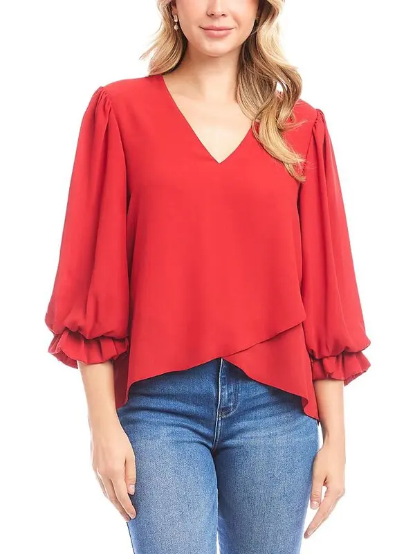 Karen Kane Layered Bracelet Sleeve Top - Tomato