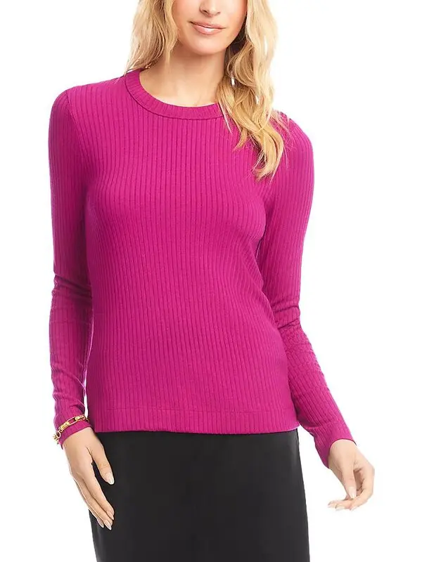 Karen Kane Crewneck Long Sleeve Top - Magenta
