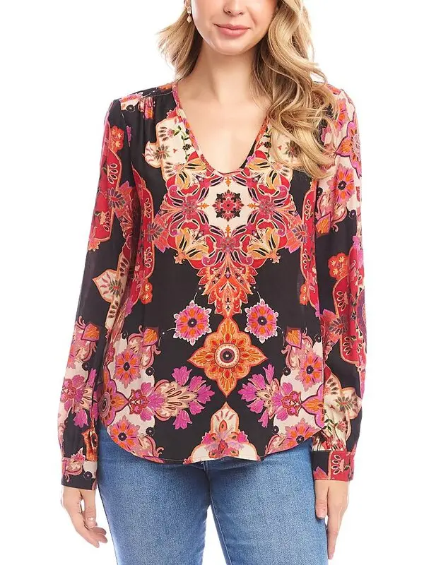 Karen Kane Printed Scoop Neck Top - Print