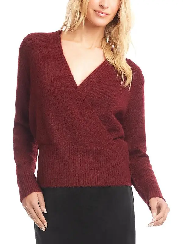 Karen Kane Wrap Sweater - Wine