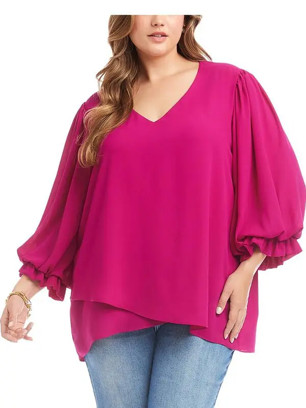 Karen Kane Layered Bracelet Sleeve Top - Magenta