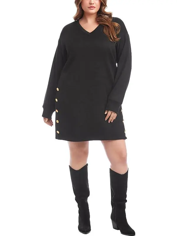 Karen Kane Long Sleeve V Neck Dress - Black