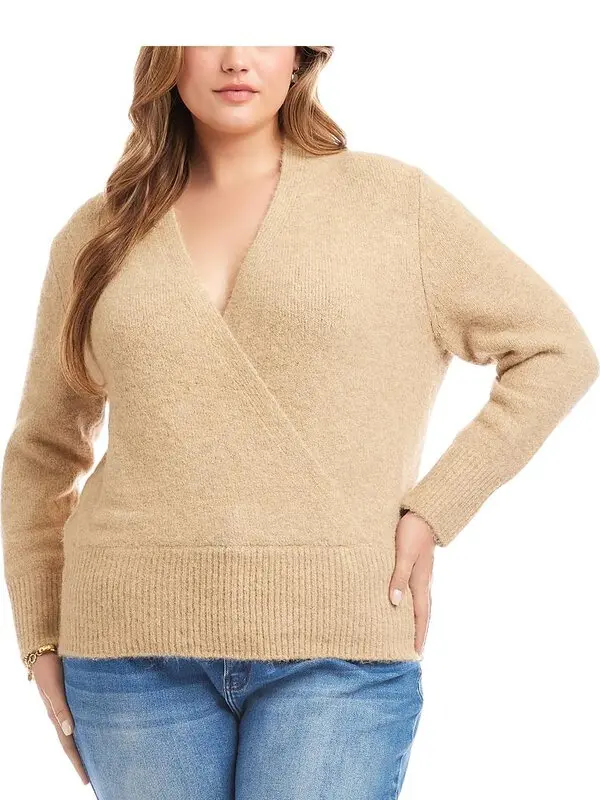 Karen Kane Wrap Sweater - Wheat