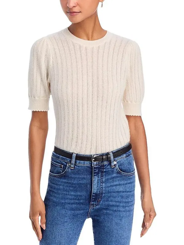 FRAME The Ladder Cashmere Pointelle Sweater - Cream