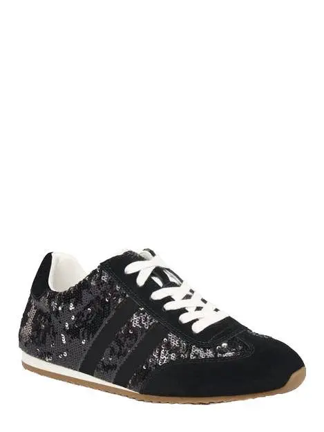 J/SLIDES NYC Peggy Satin Sneakers - Black Sequins